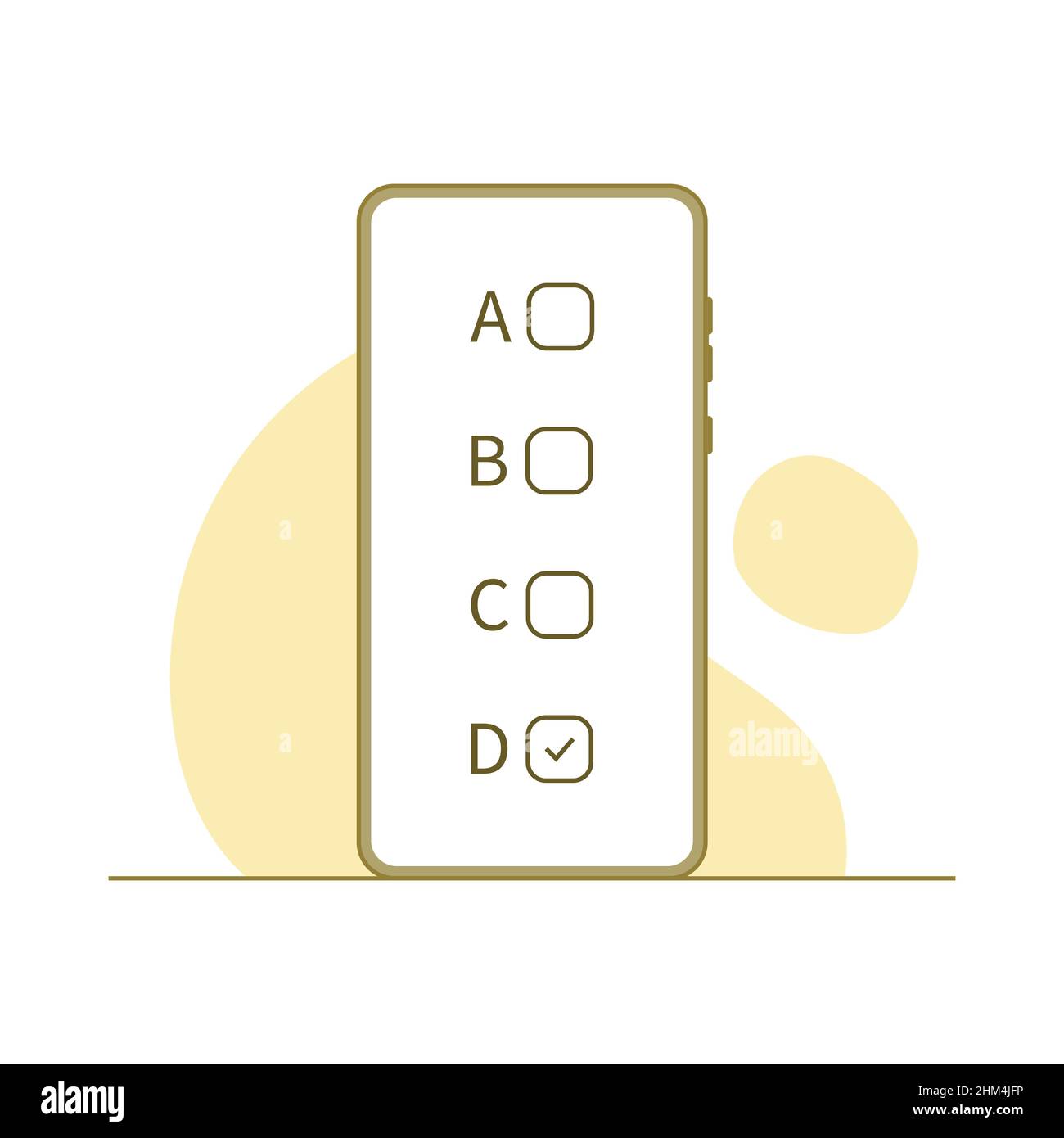 Online quiz. Phone with online quiz form checklist on screen Stock ...