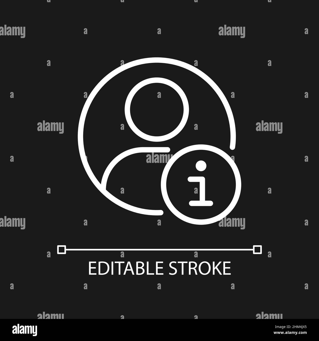 Personal profile pixel perfect white linear icon for dark theme Stock ...