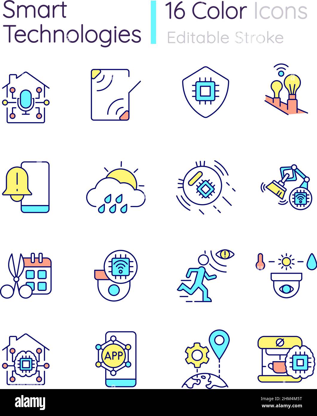 Smart technologies icons line Cut Out Stock Images & Pictures - Alamy
