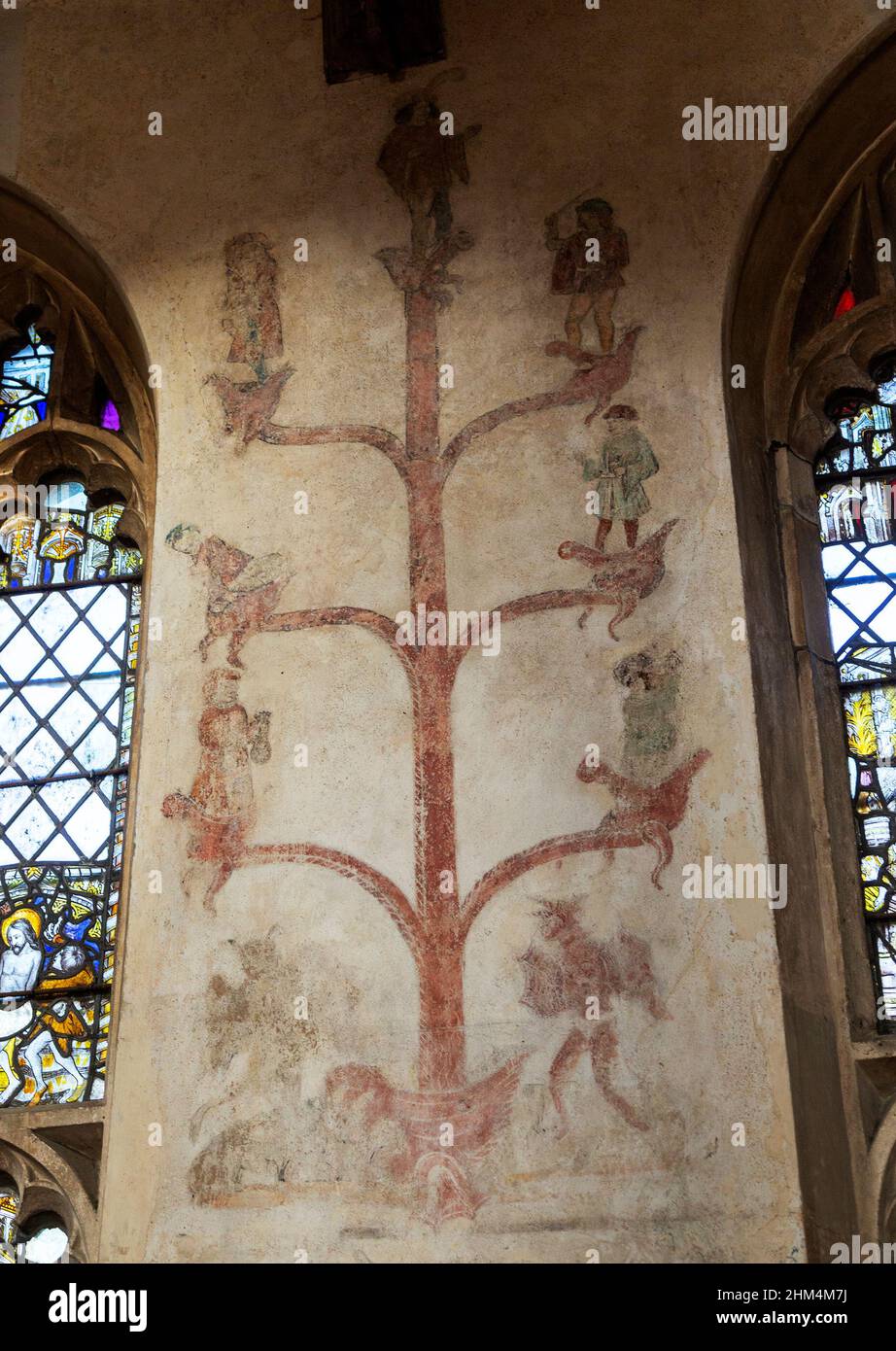 Medieval wall painting, Hessett church, Suffolk, England, UK - Seven ...