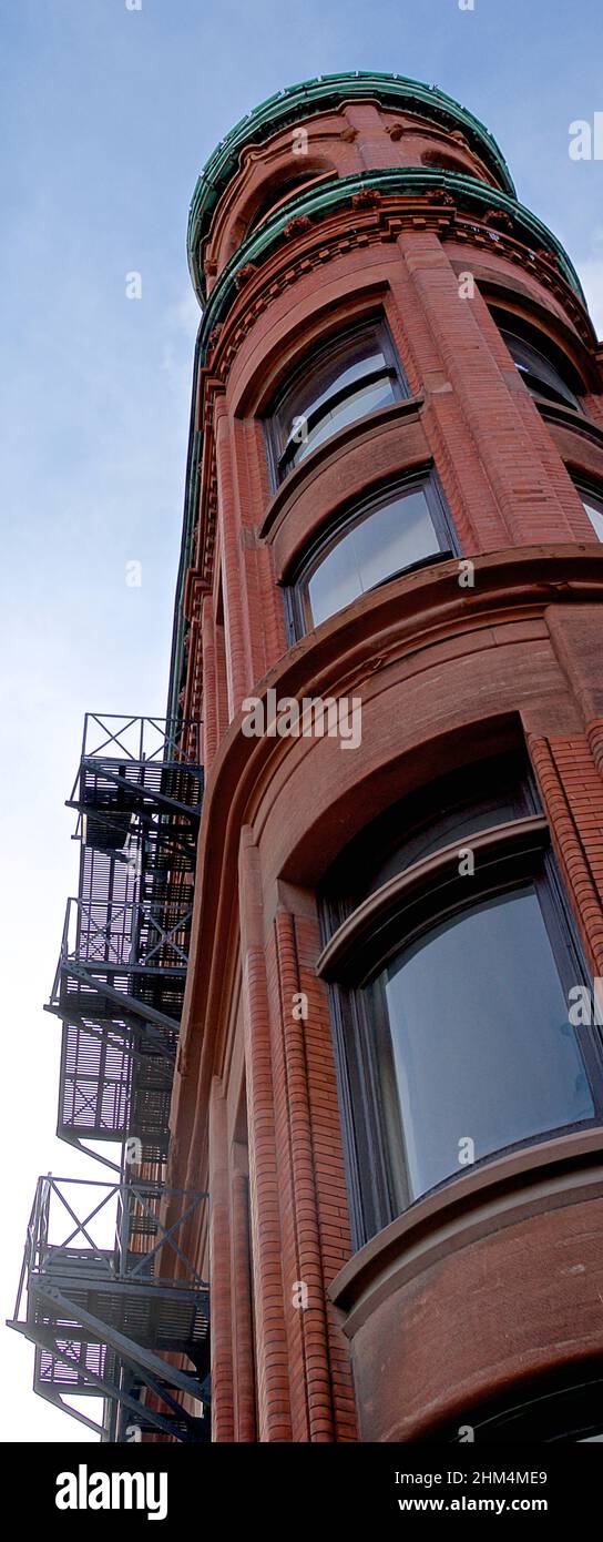 Panoramic vertical view of an office building with low angle view ...