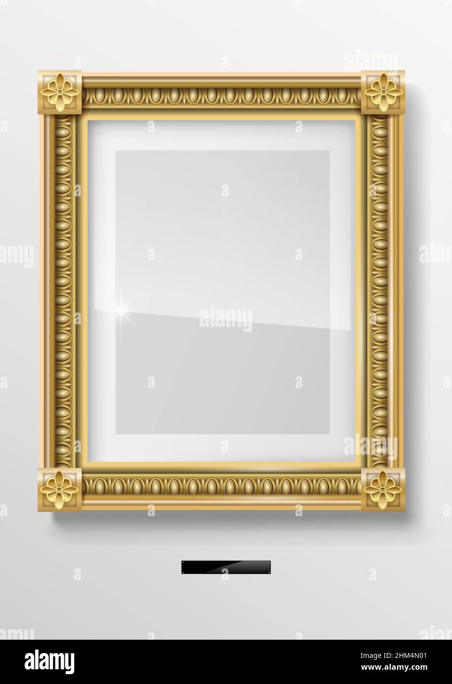 Empty classic portrait painting in a gold frame. Vector graphics ...
