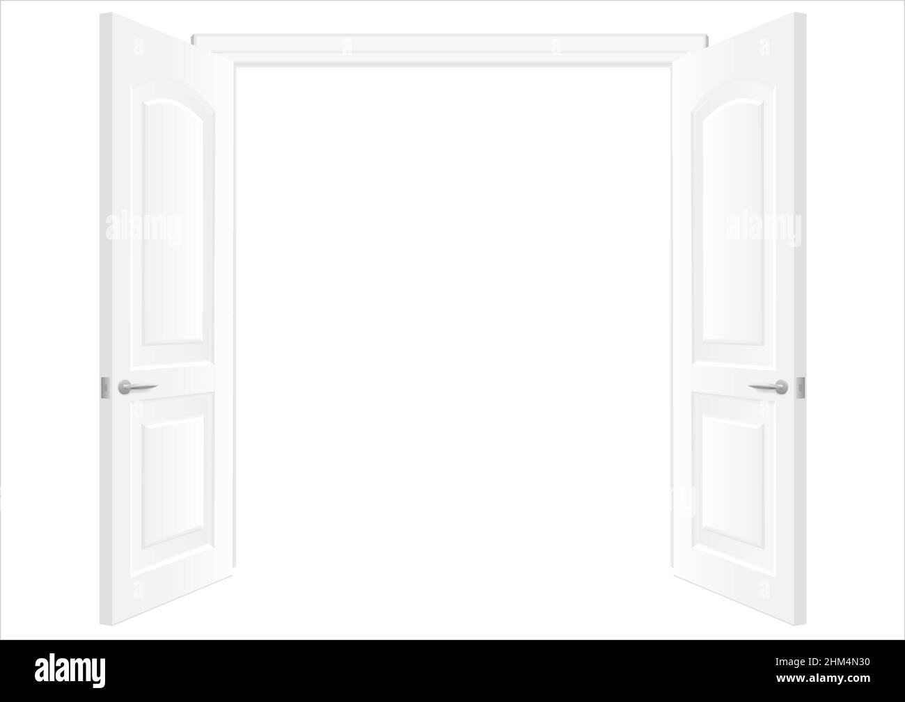 Open white double doors. Background in vector graphic. White wall Stock ...