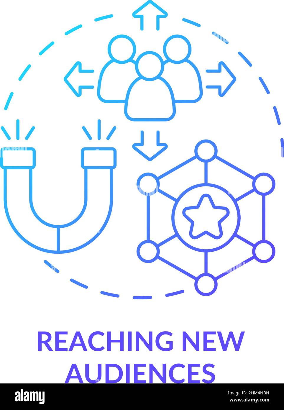Reaching new audiences blue gradient concept icon Stock Vector Image ...