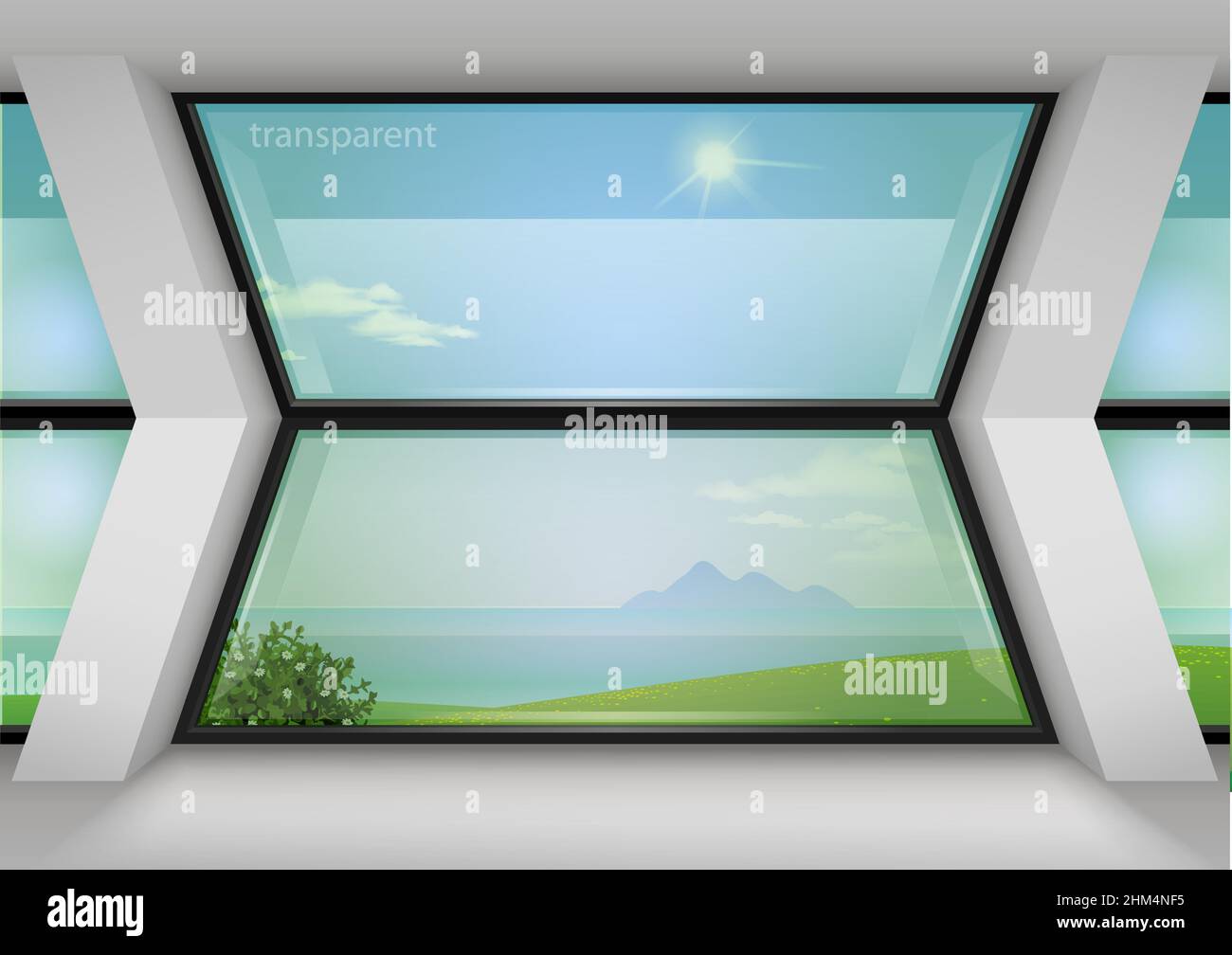 Contemporary panoramic window trapezoid shaped for home or hotel ...