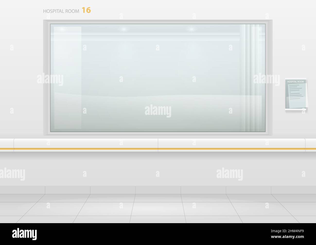 Hospital room with window. The corridor of the clinic or hospital ...