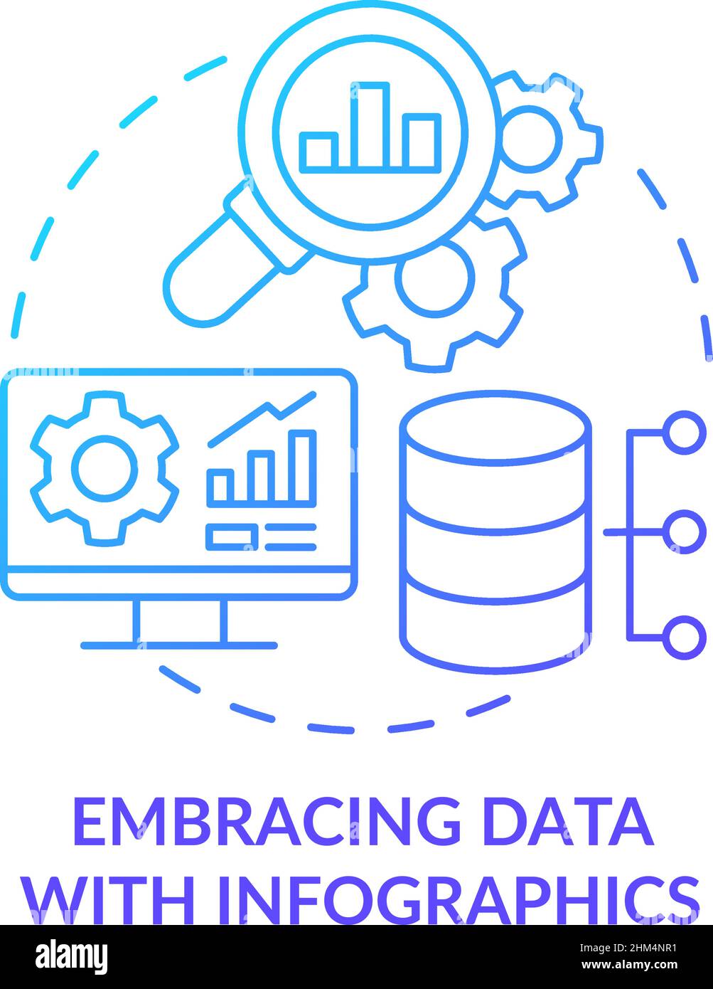 Embracing data with infographics blue gradient concept icon Stock ...