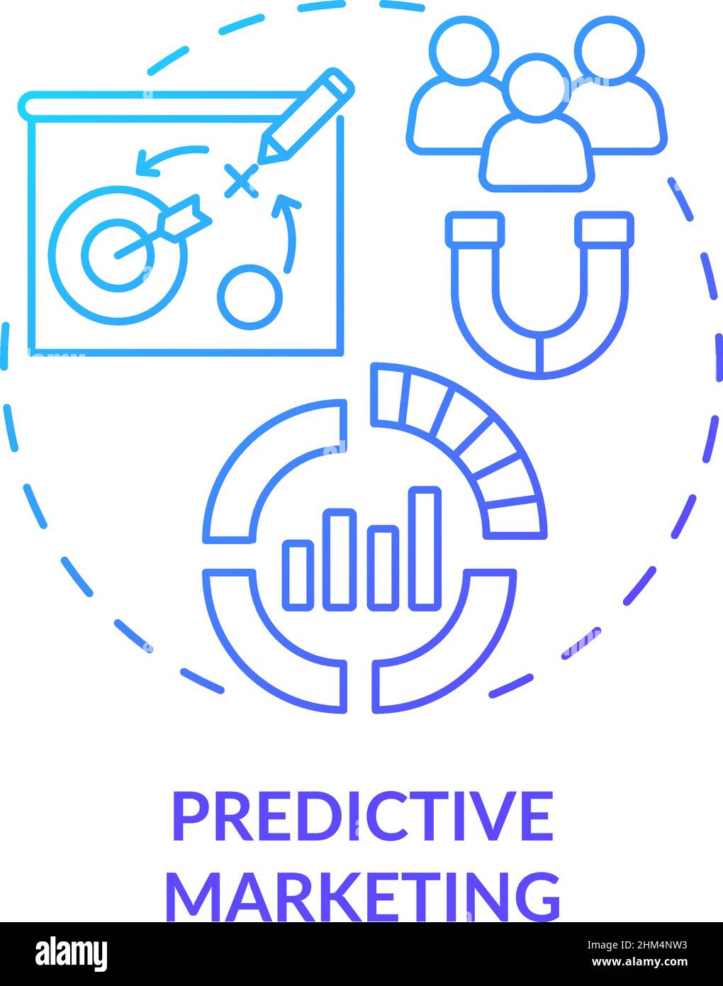 Predictive marketing blue gradient concept icon Stock Vector Image ...