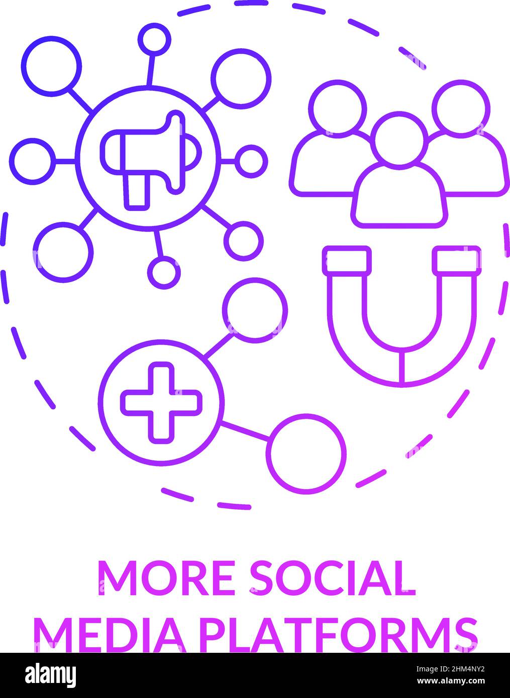 More social media platforms purple gradient concept icon Stock Vector ...