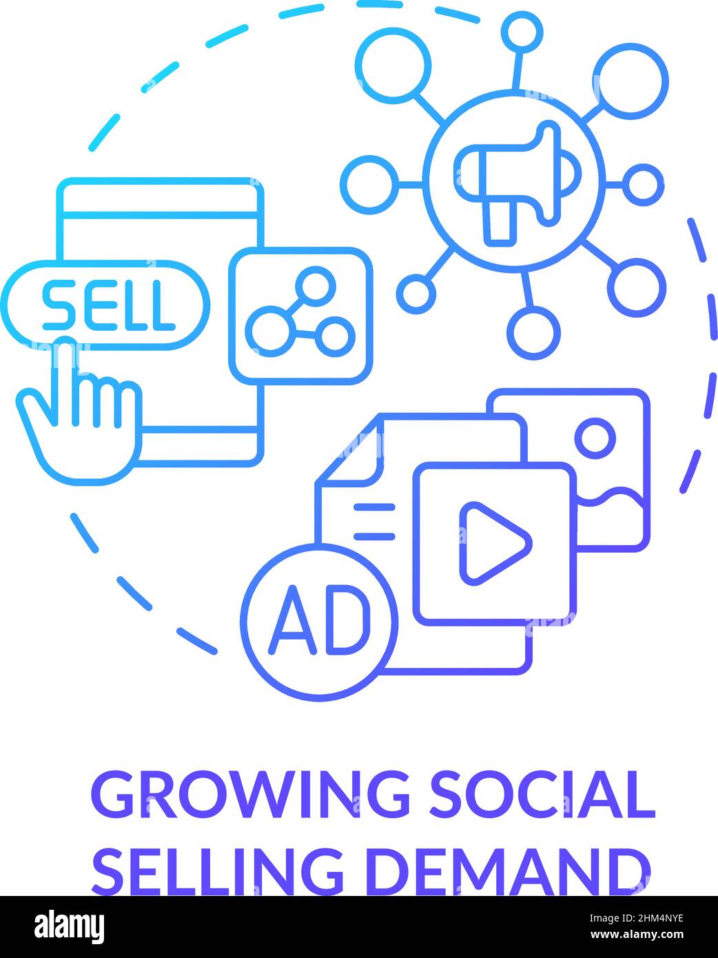 Growing social selling demand blue gradient concept icon Stock Vector ...