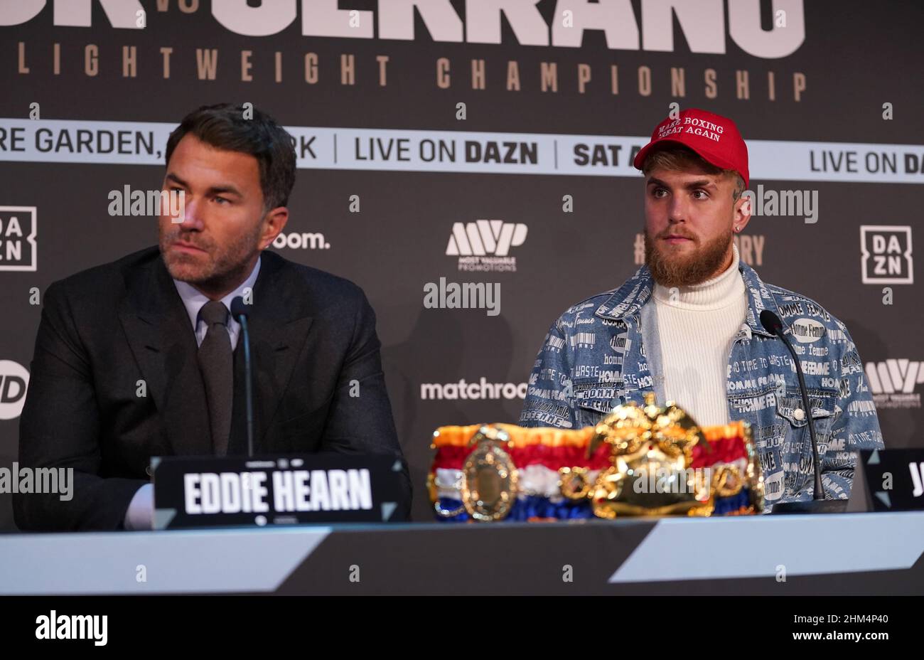 Jake Paul, co-owner of Most Valuable Promotions during a press ...