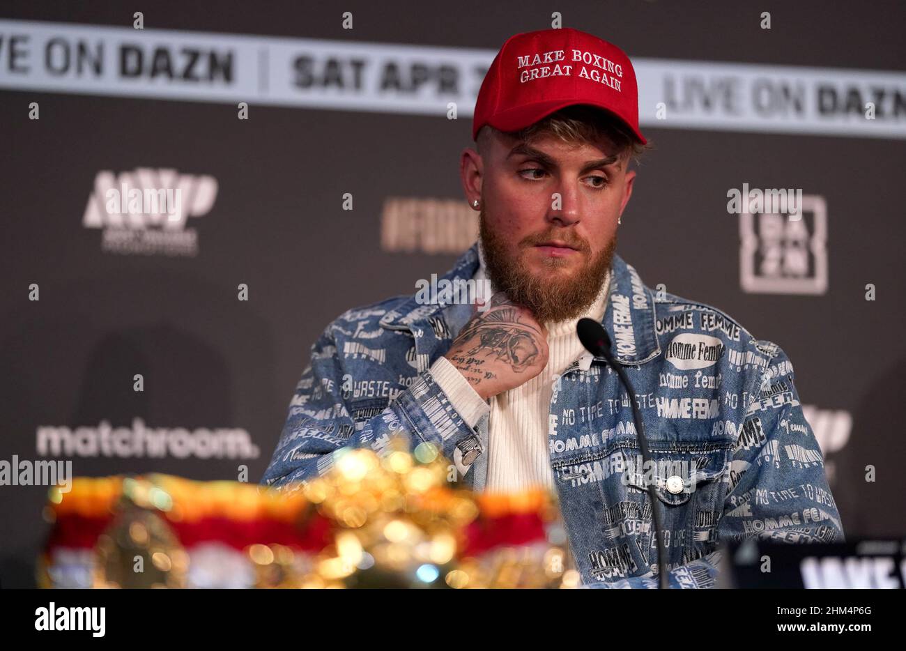 Jake Paul, co-owner of Most Valuable Promotions during a press ... Jake Paul, co-owner of Most Valuable Promotions during a press ...