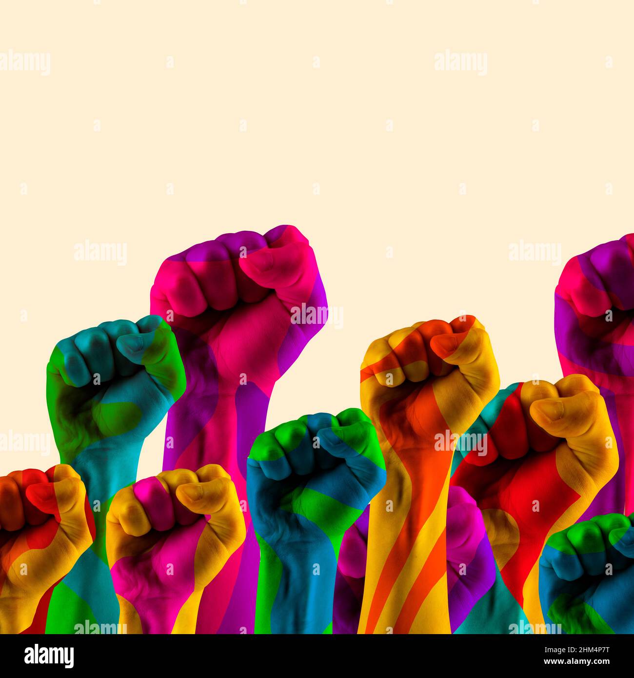 Fight for human rights. Modern art collage in pop-art style ...