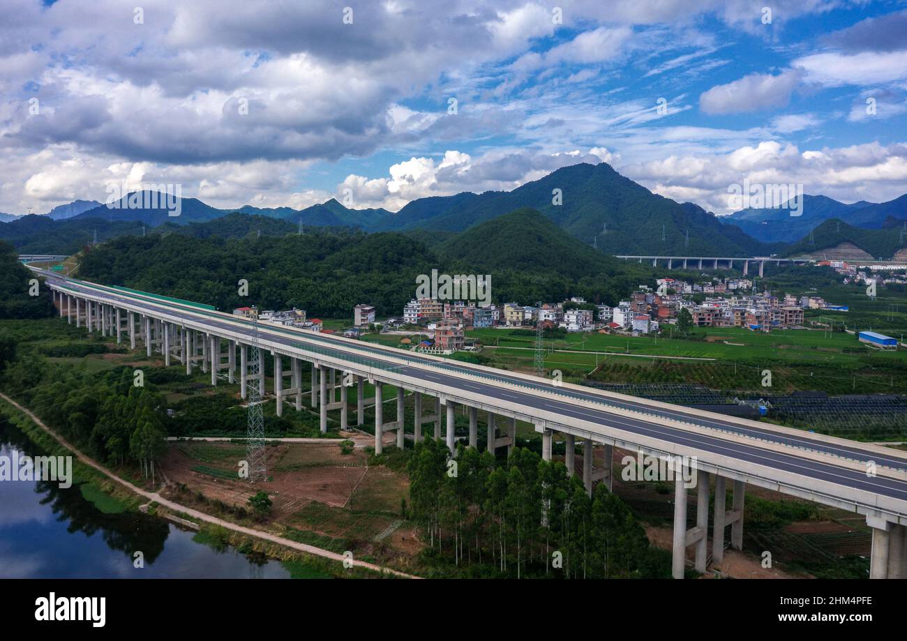 Beautiful landscape mountains highway buildings hi-res stock ...