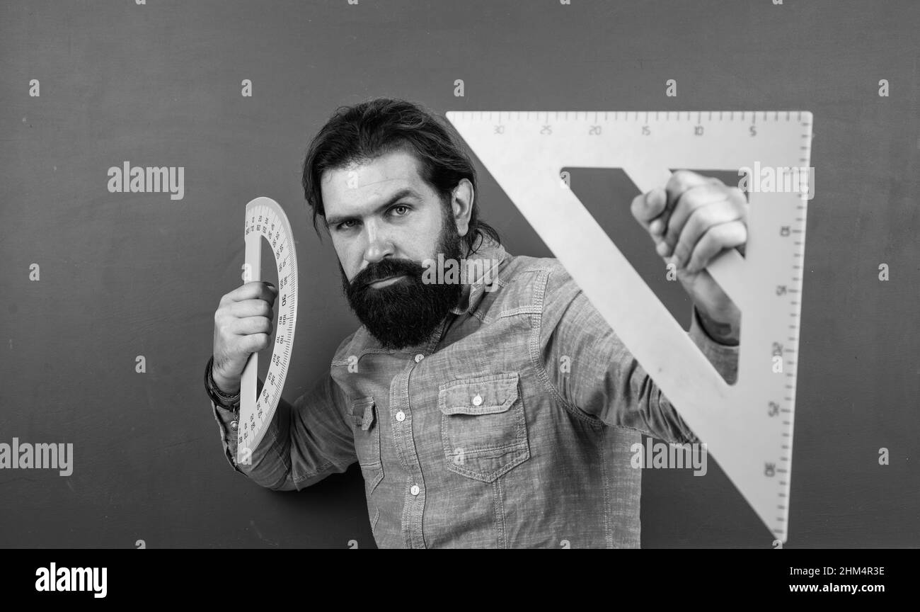 formal education. male student at mathematics school lesson. pass the ...