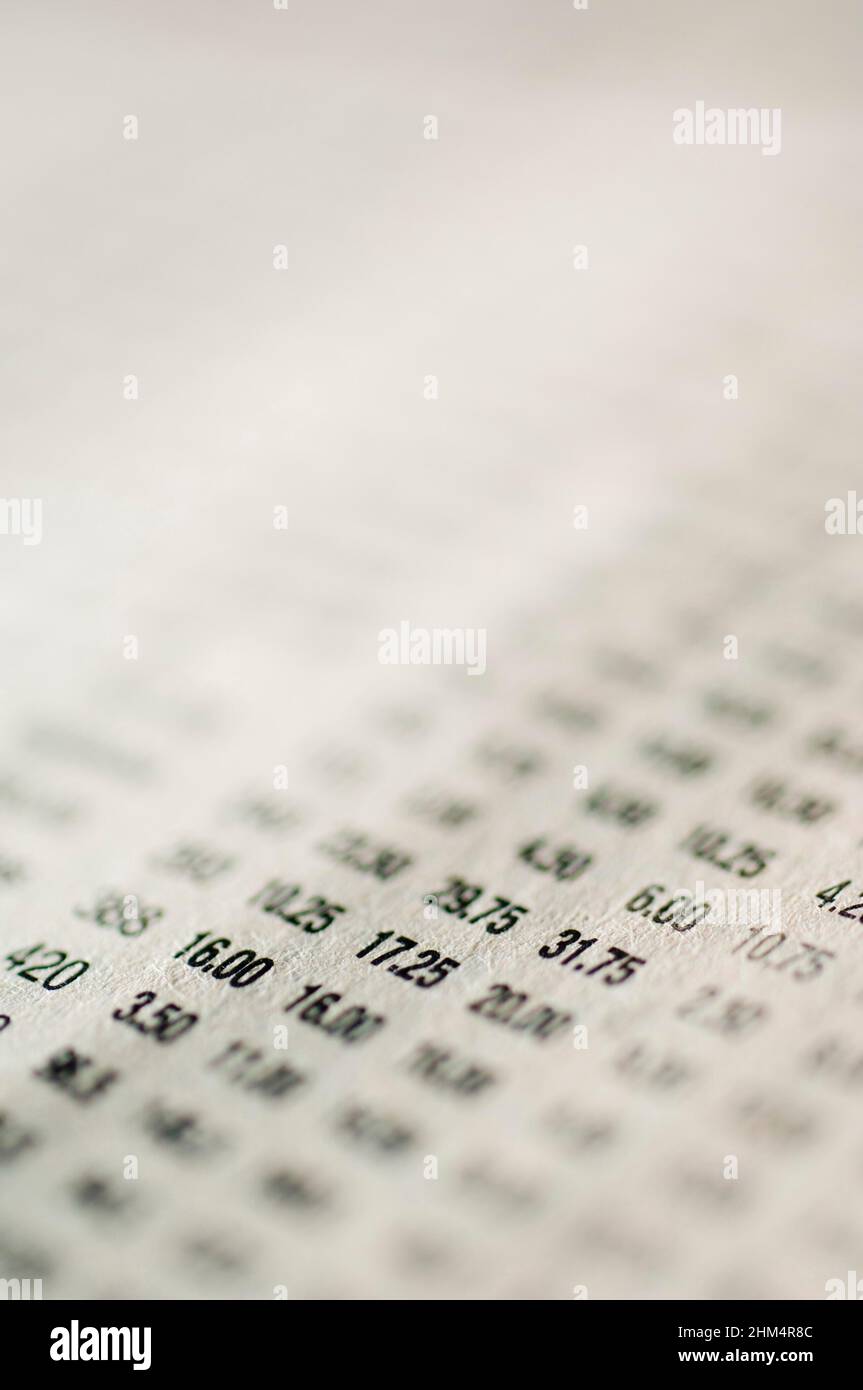 Close-Up Of A Financial Newspaper, Credit:Photoshot Creative / Stuart ...