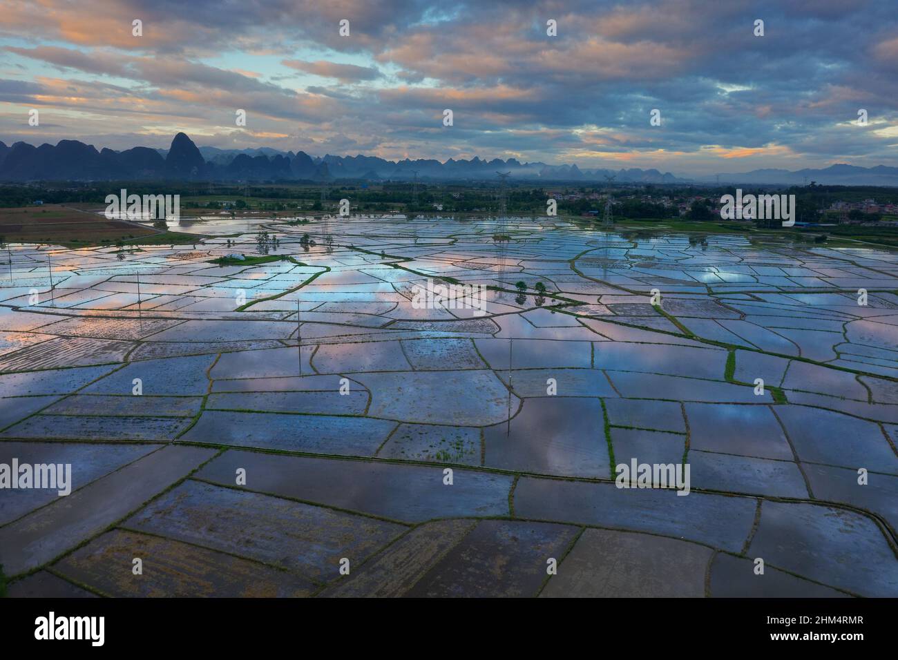 Aerial yangshuo glass field Stock Photo - Alamy