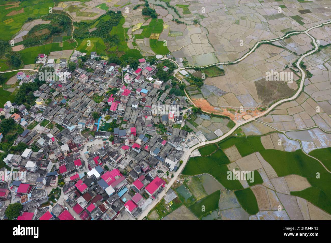 Aerial yangshuo glass field Stock Photo - Alamy