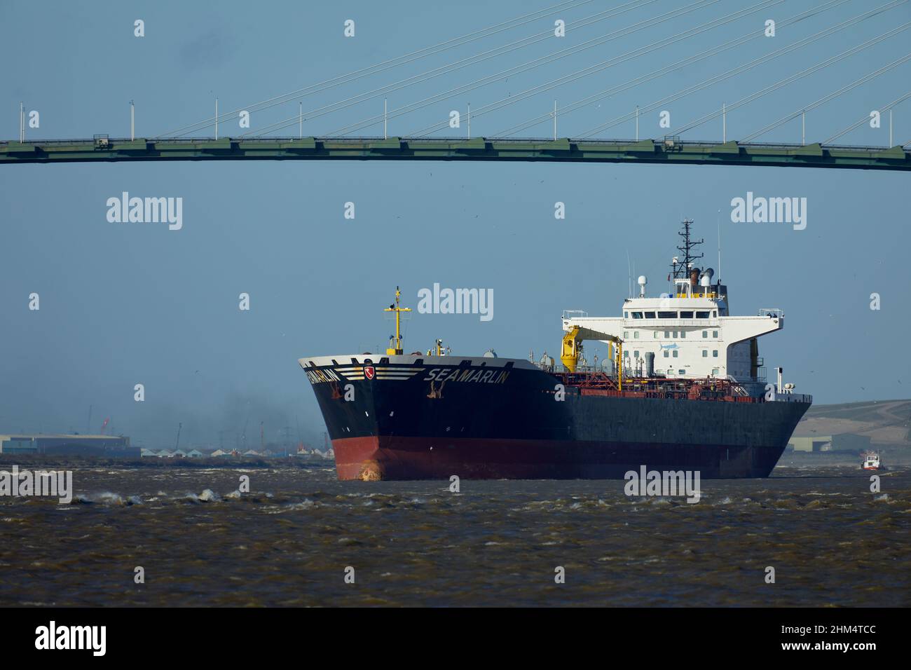 The 'Sea Marlin' oil tanker leaving the docks at Purfleet, part of the ...
