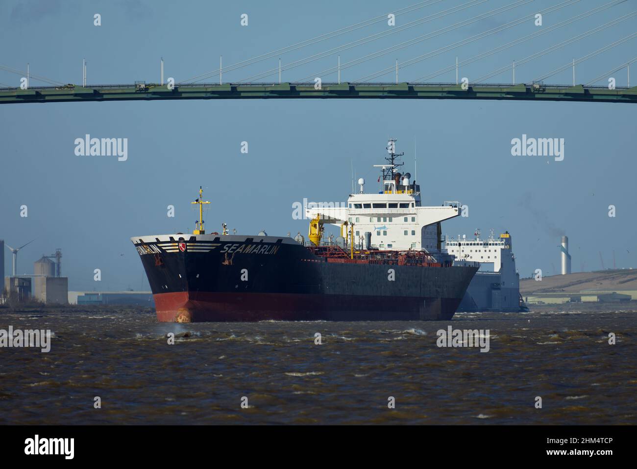 The 'Sea Marlin' oil tanker leaving the docks at Purfleet, part of the ...