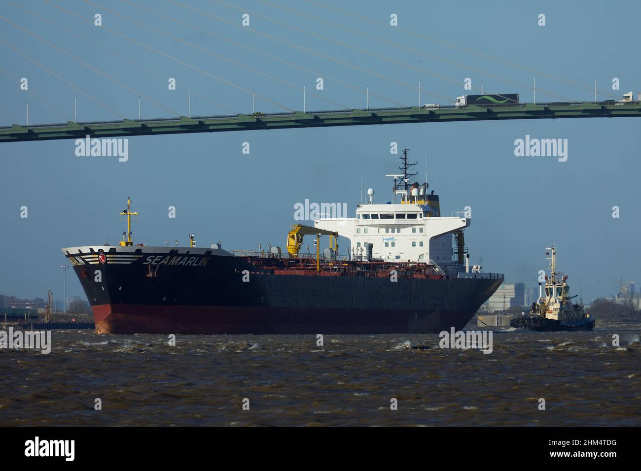 The 'Sea Marlin' oil tanker leaving the docks at Purfleet, part of the ...