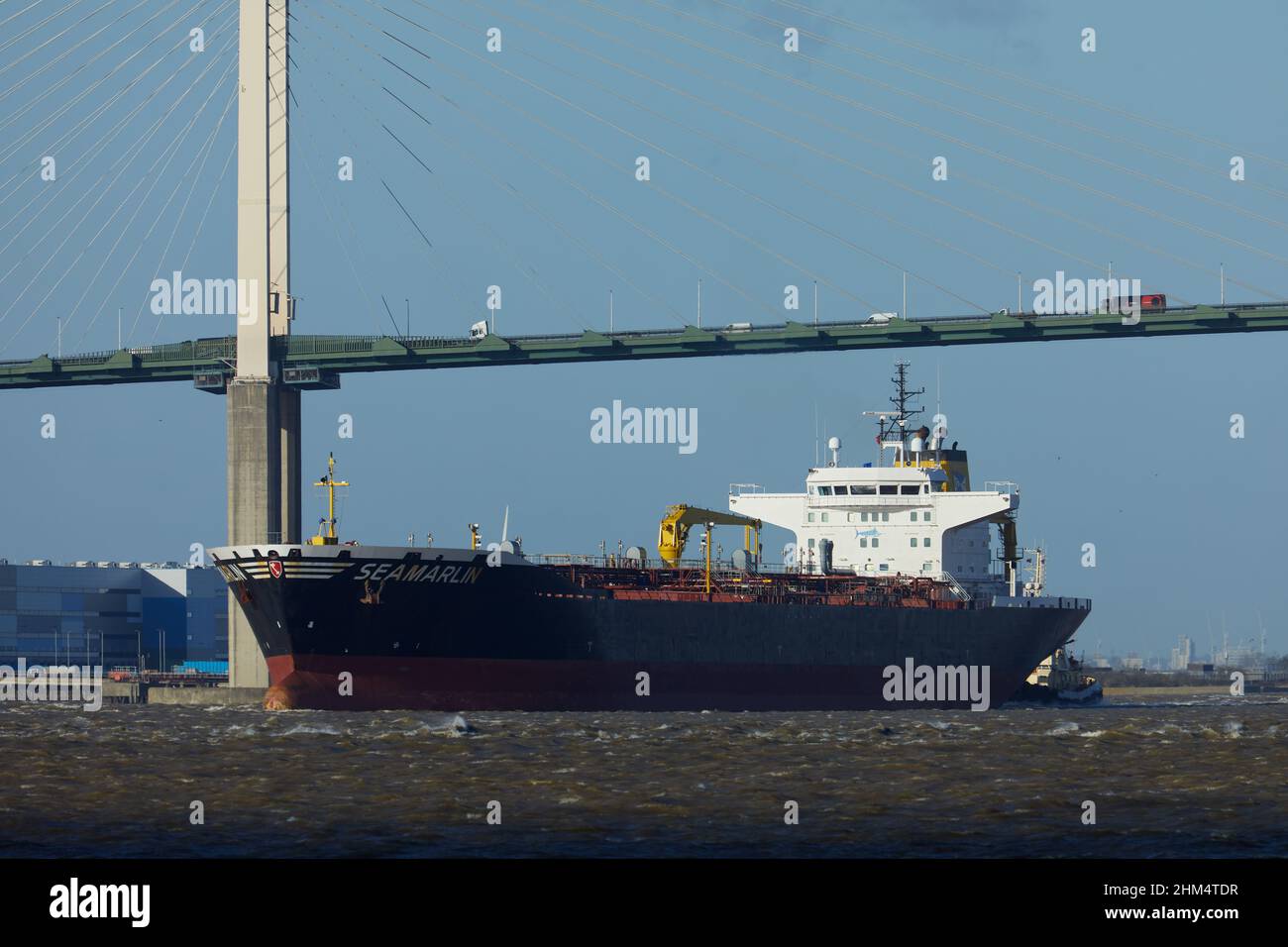 The 'Sea Marlin' oil tanker leaving the docks at Purfleet, part of the ...