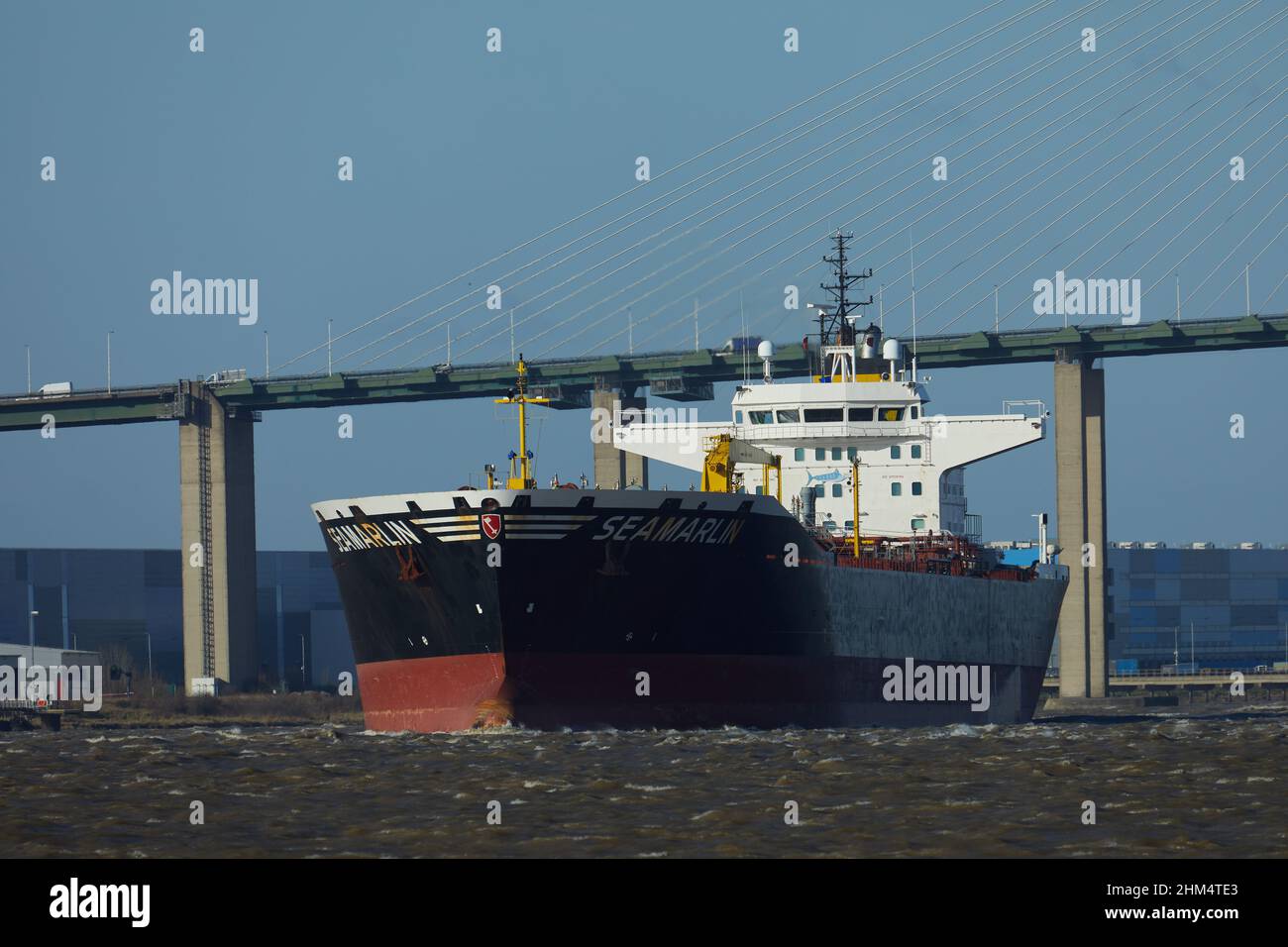 The 'Sea Marlin' oil tanker leaving the docks at Purfleet, part of the ...