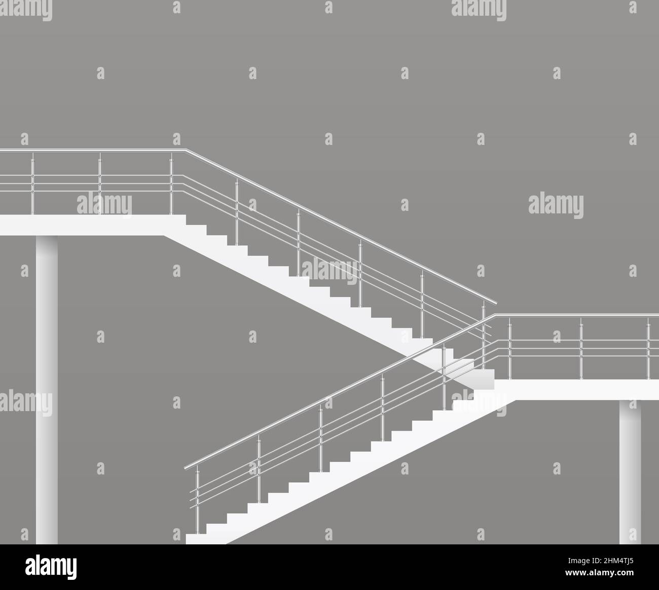 Modern staircase with metal railings. Vector graphics Stock Vector ...