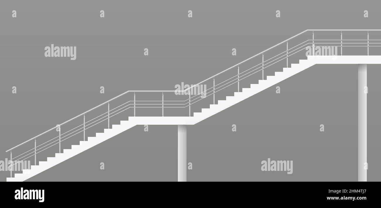 Modern staircase with metal railings Stock Vector Image & Art - Alamy