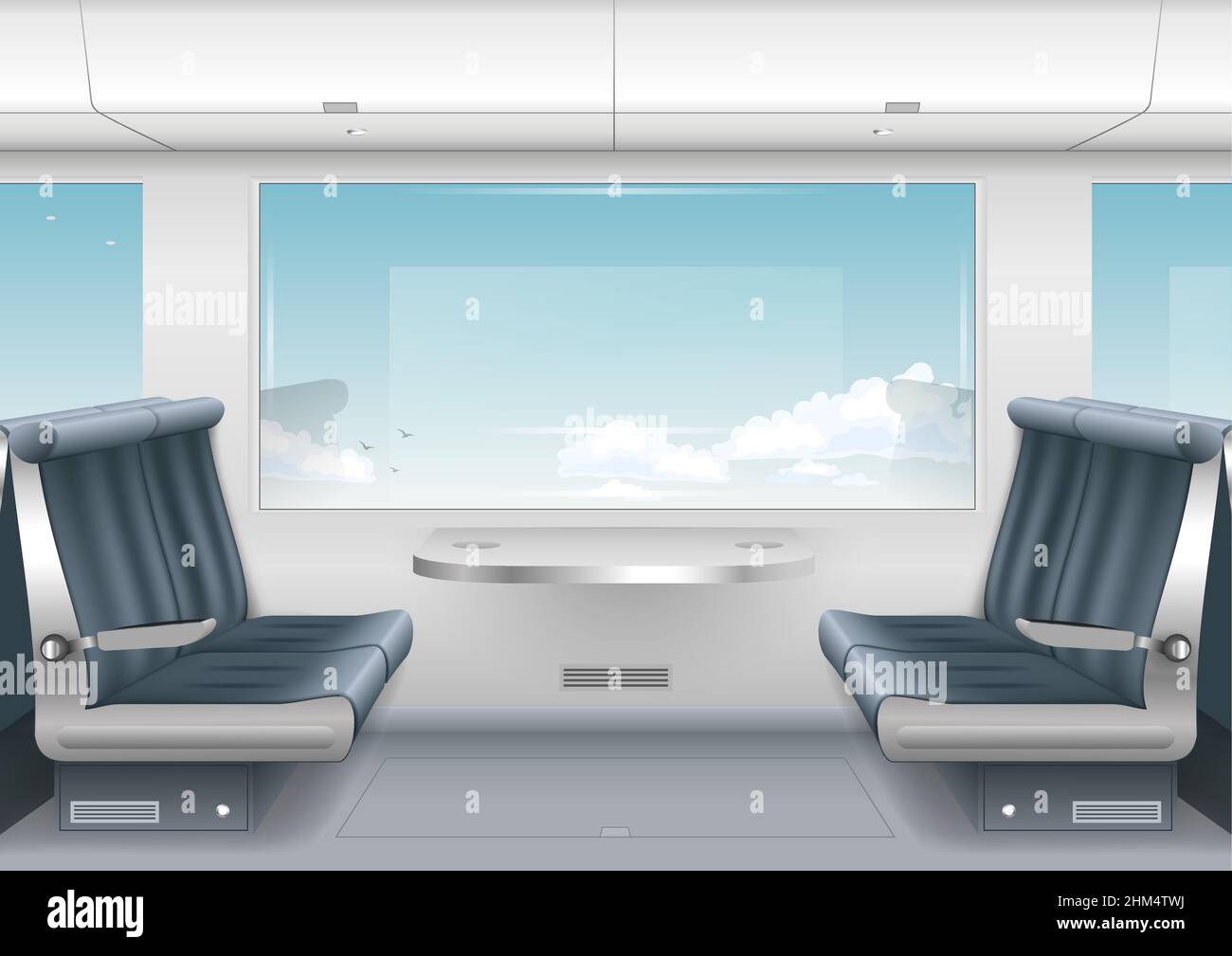 Interior high-speed train or a boat with a passenger compartment and ...