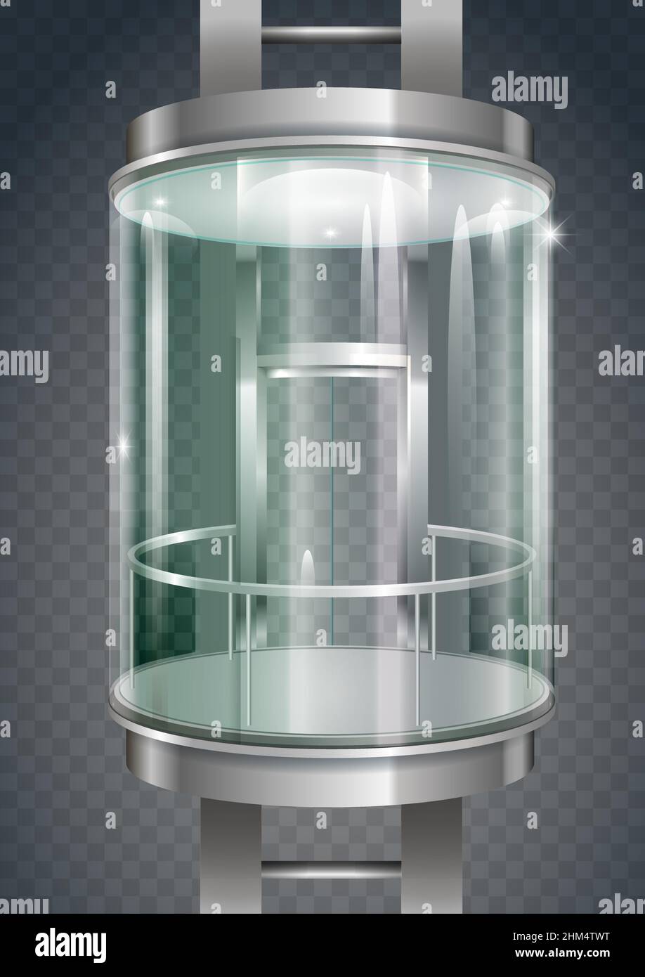 Glass modern lift cylindrical shape with a transparent glass. Vector ...