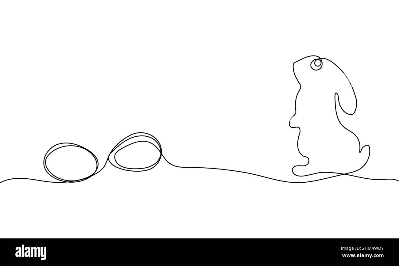 Easter day design. Continuous One Line Easter bunny. Vector ...
