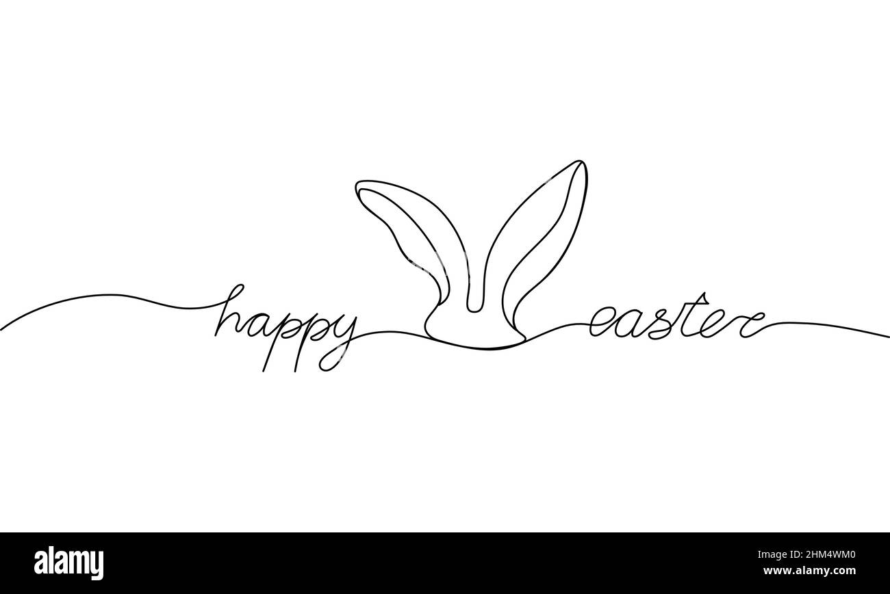 Easter day design. Continuous One Line Happy Easter. Vector ...