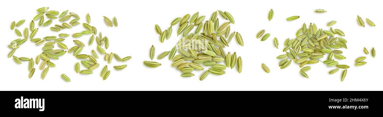 Dried fennel seeds isolated on white background with clipping path. Top ...