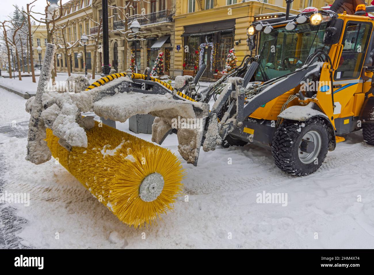 Power Brush Machine Snow Removal City Street Stock Photo - Alamy