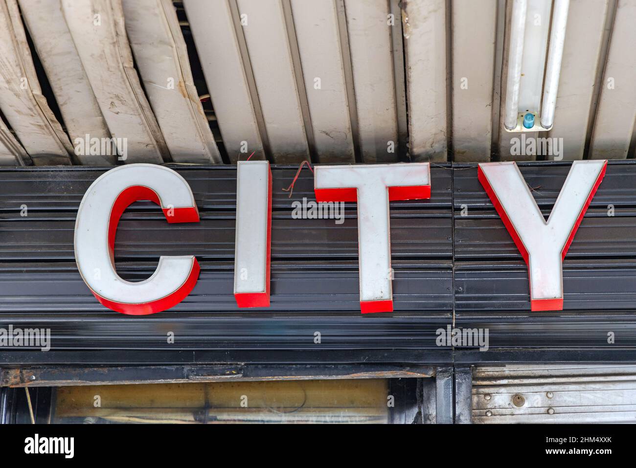 White 3d Sign Led Illuminated City at Metal Stock Photo - Alamy