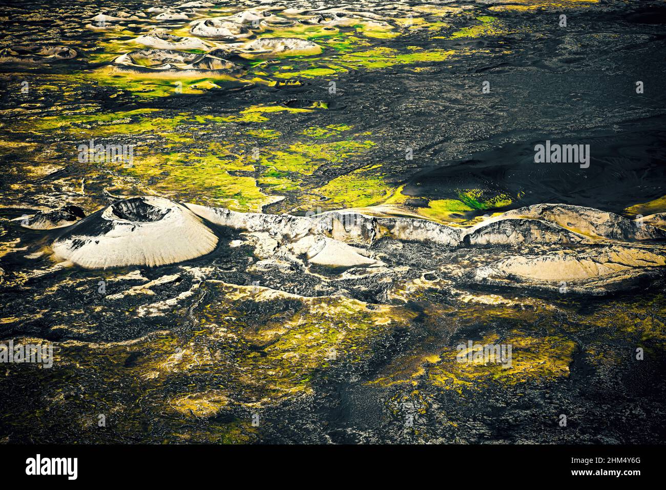 Aerial view of the Lakagígar (Craters of Laki) volcanic area with ash ...