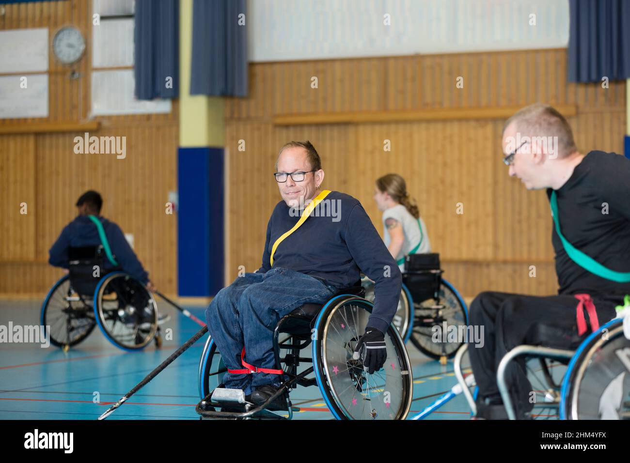 Disabled people playing in gym Stock Photo - Alamy