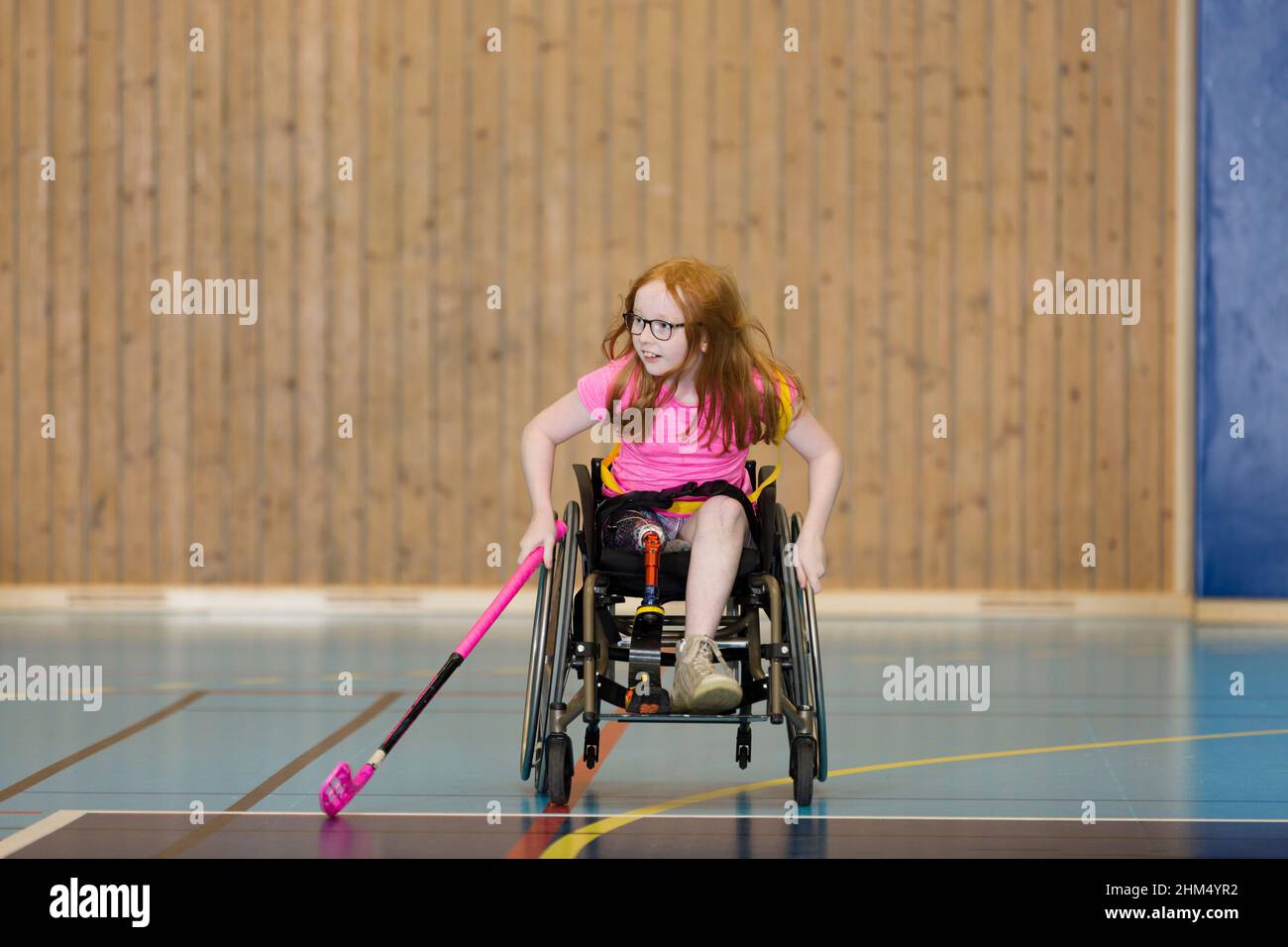 Disabled girl in gym Stock Photo - Alamy