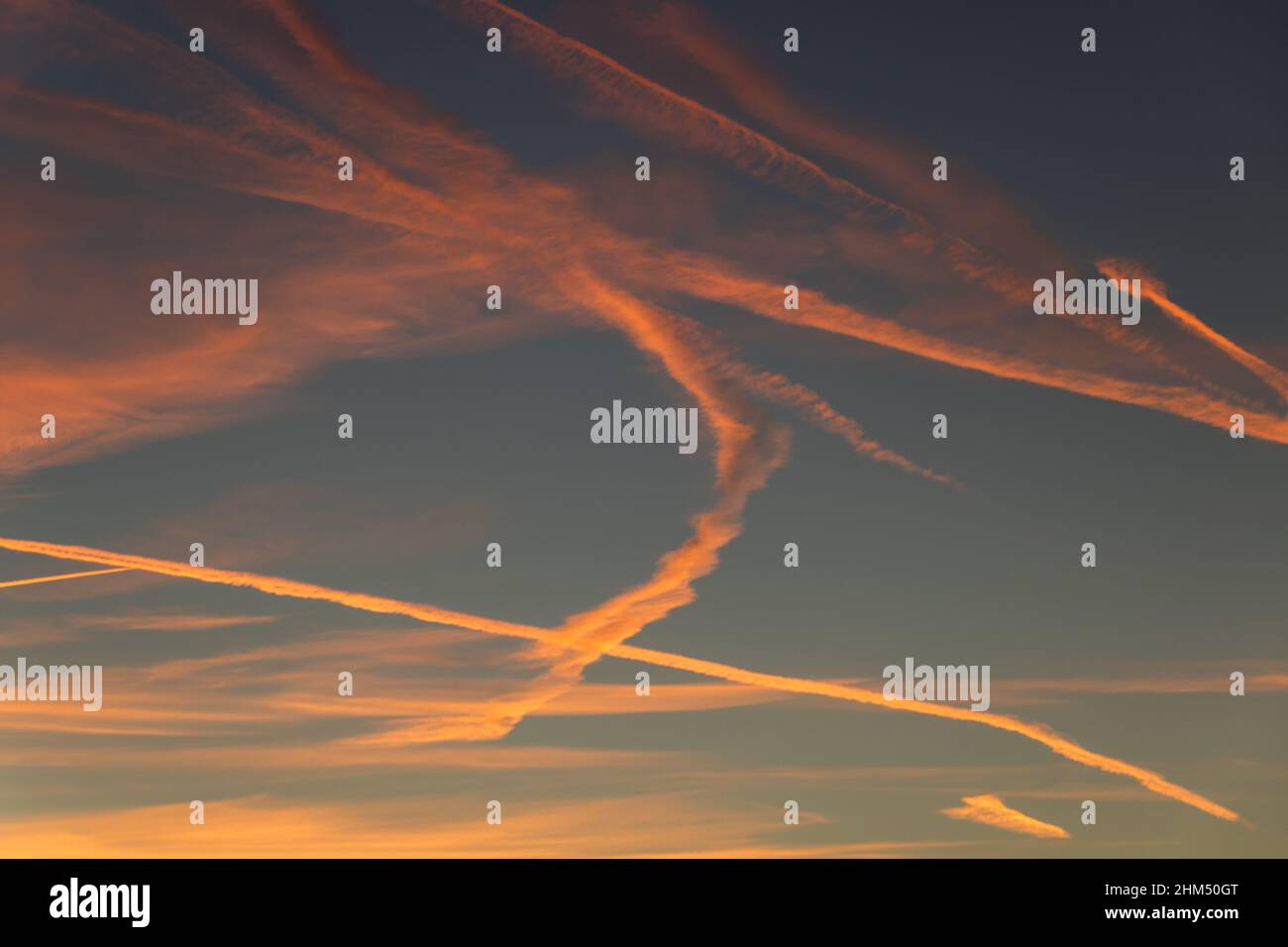 Scenic view of a plane track on a sunset sky - great for backgrounds ...