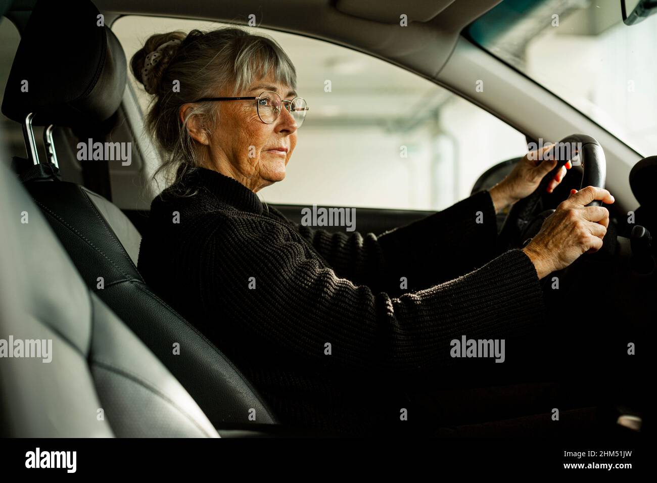 Senior woman in car Stock Photo - Alamy