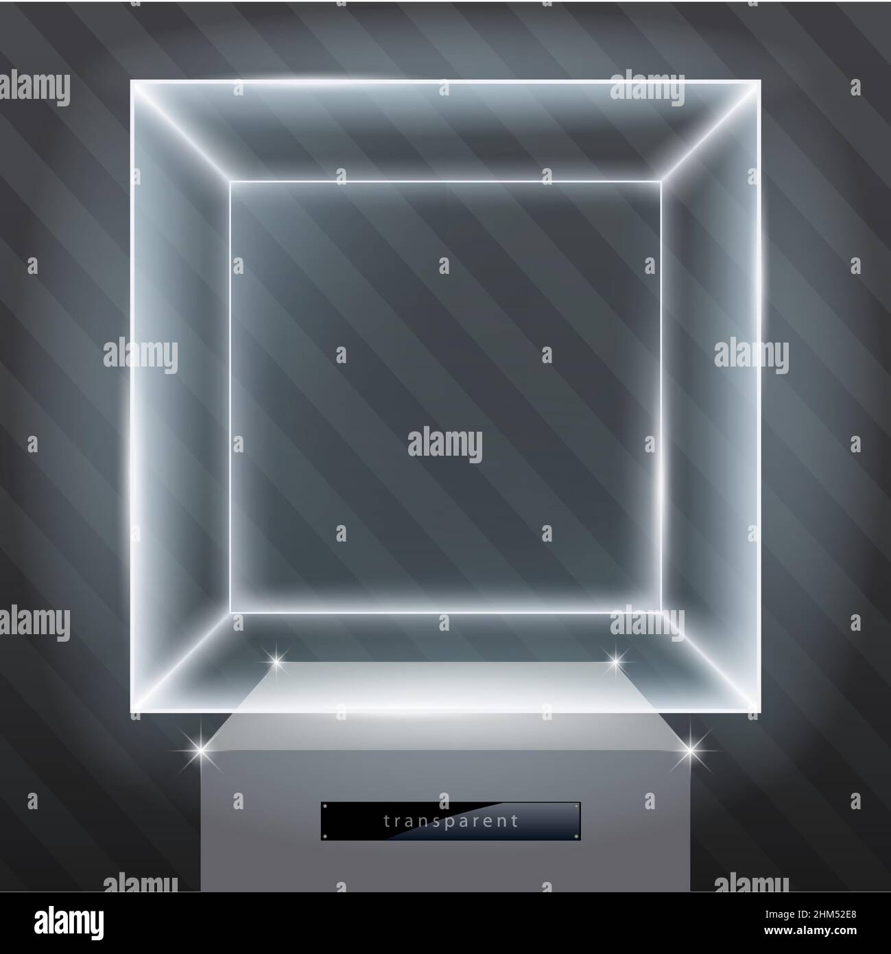 The exhibition showcase a hologram. Cube of plasma. Projection. Vector ...