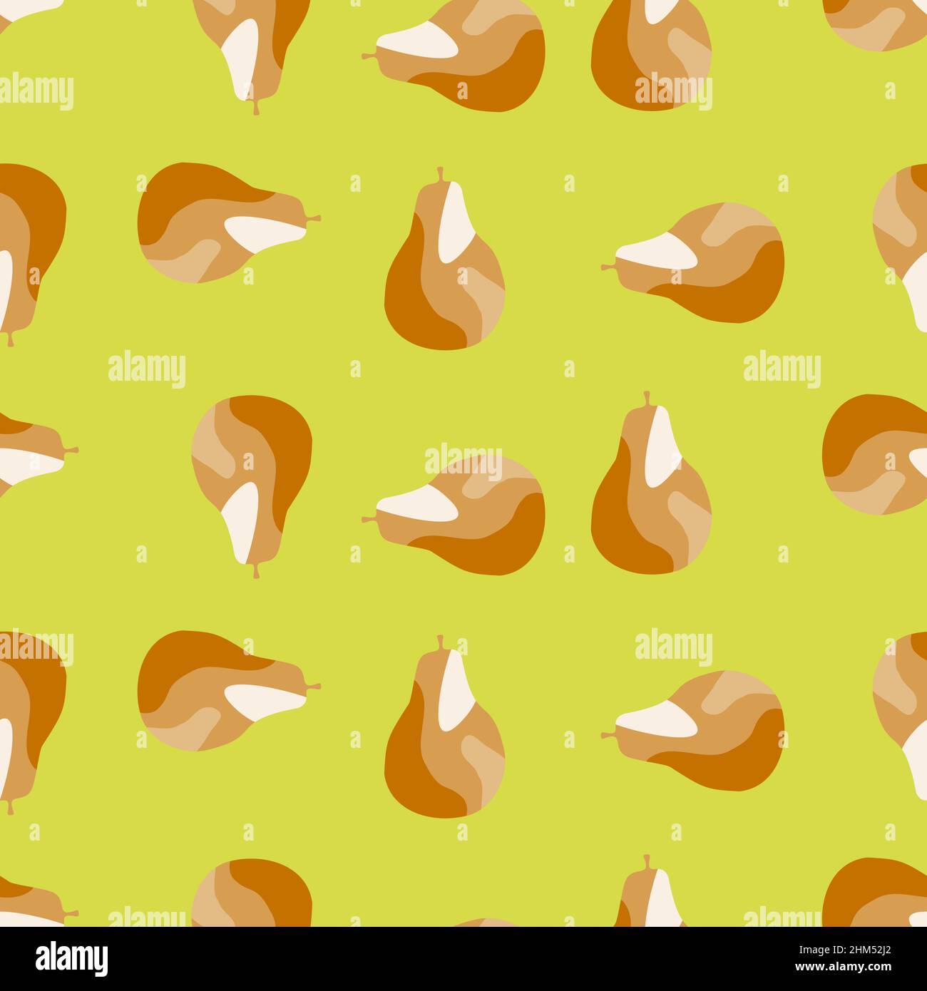 Creative pears seamless pattern. Abstract summer fruit background. Repeated texture in doodle ...
