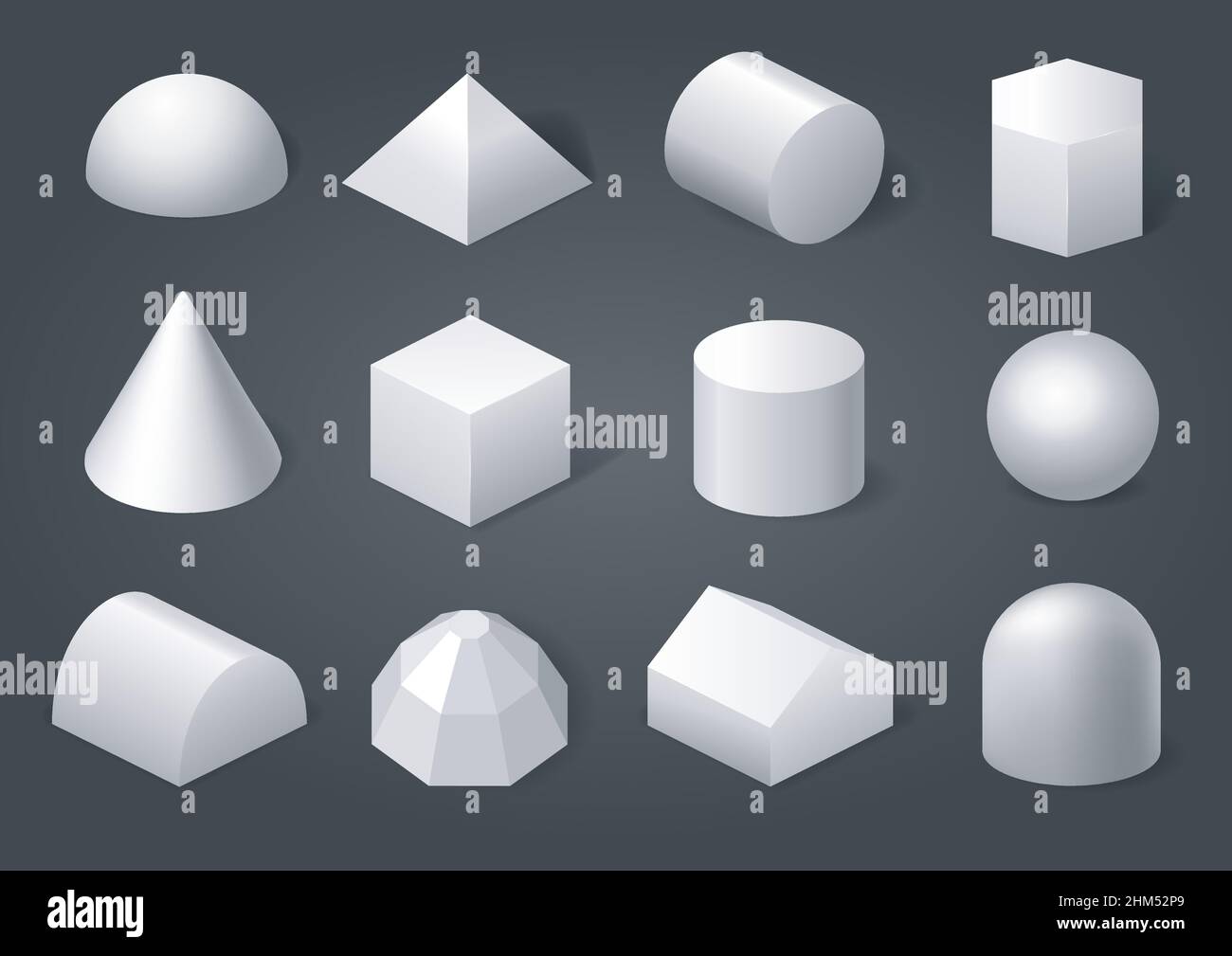 Set of different geometric shapes of gypsum. Vector graphics Stock ...