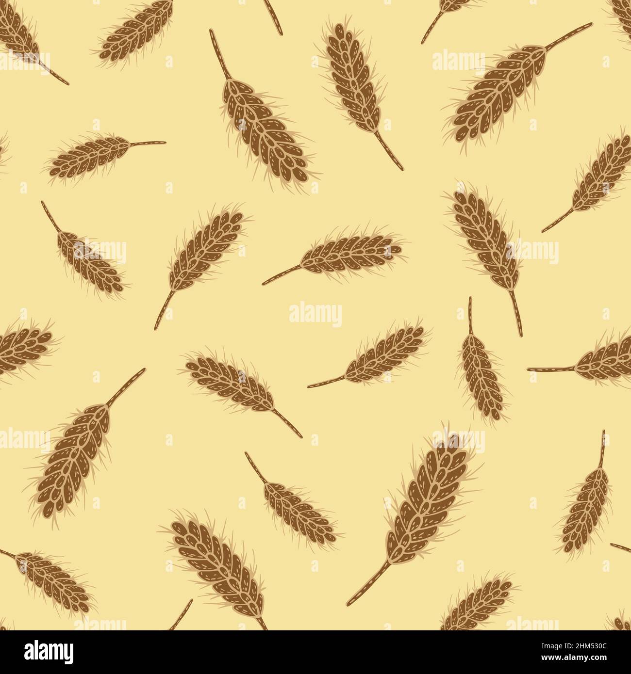 Wheat seamless pattern. Cereal crop sketch. Repeated texture in doodle ...