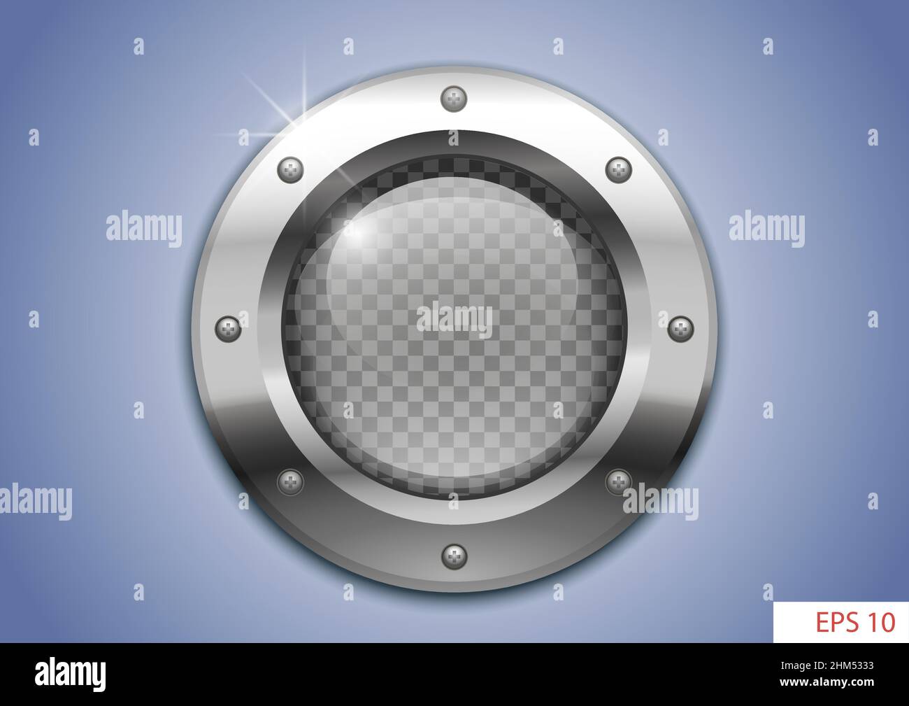 Vector round window with clear glass for laboratory or aircraft ...