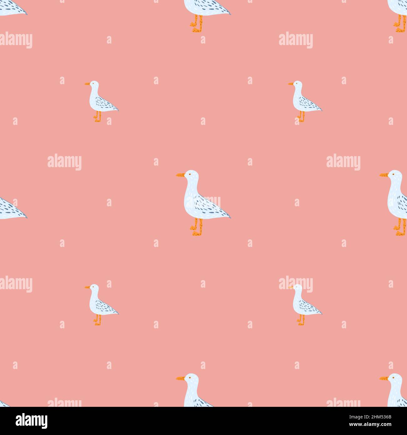 Seagulls standing seamless pattern. Background of sea birds. Repeated ...