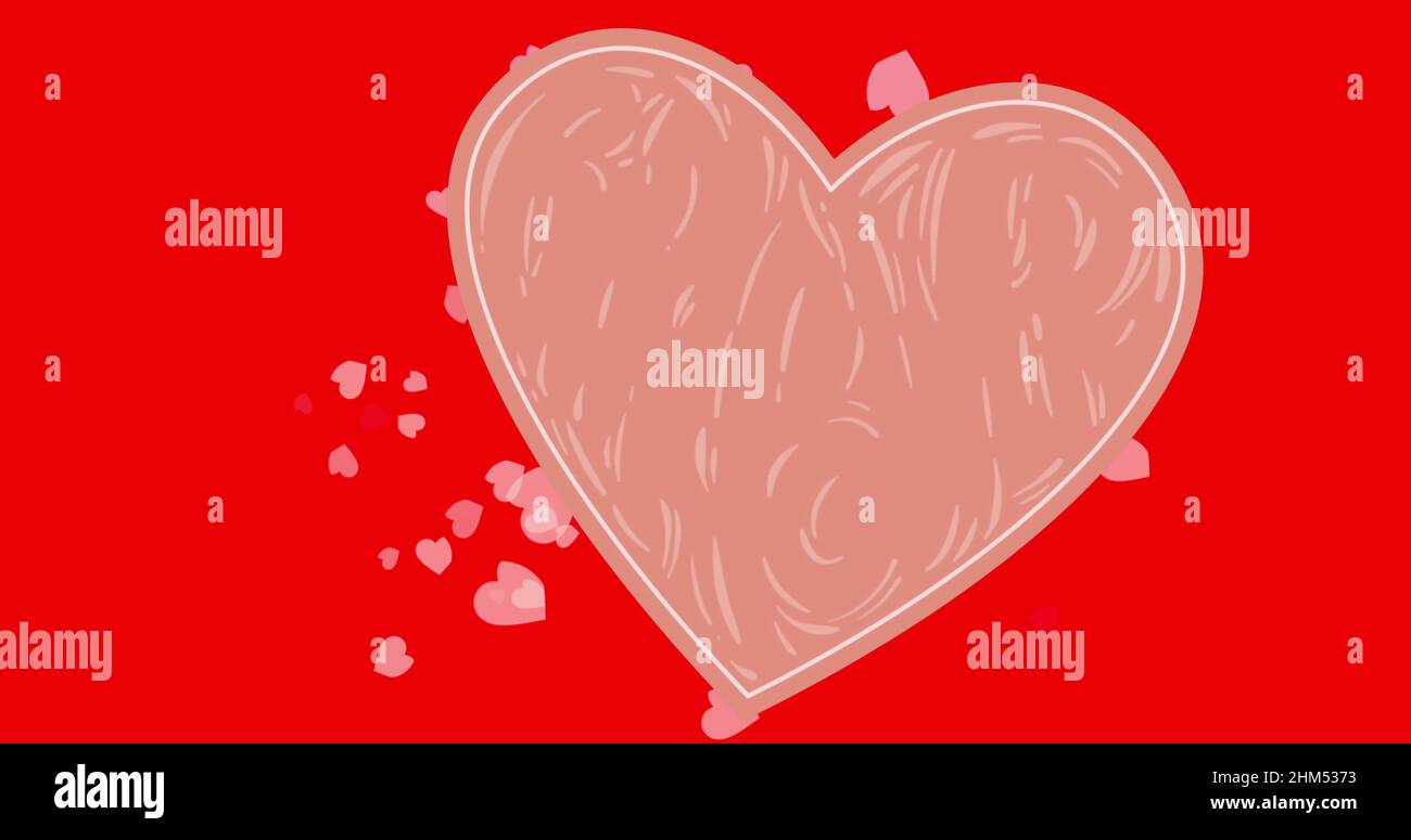 Image of red hearts icons floating on red background Stock Photo - Alamy