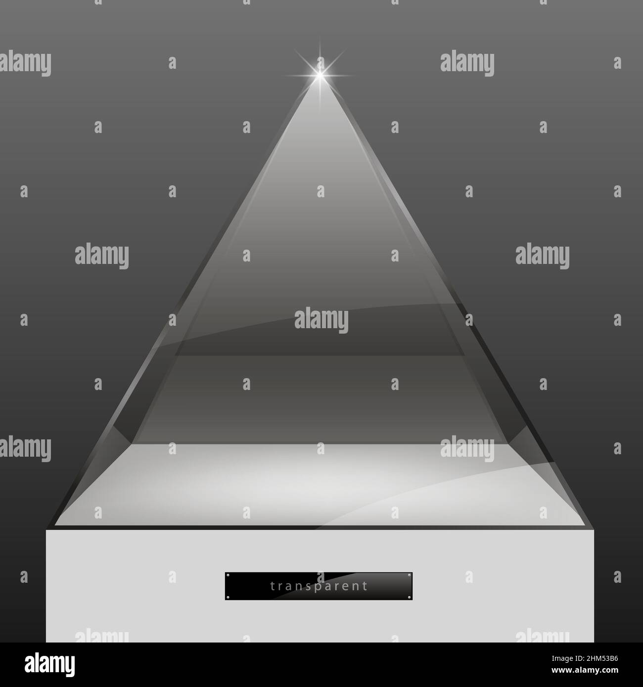 Showcase of glass in the form of a cap on the podium. Exposition of ...