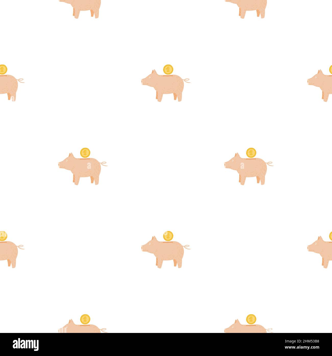 Piggy bank seamless pattern. Funny financial toy background. Repeated ...